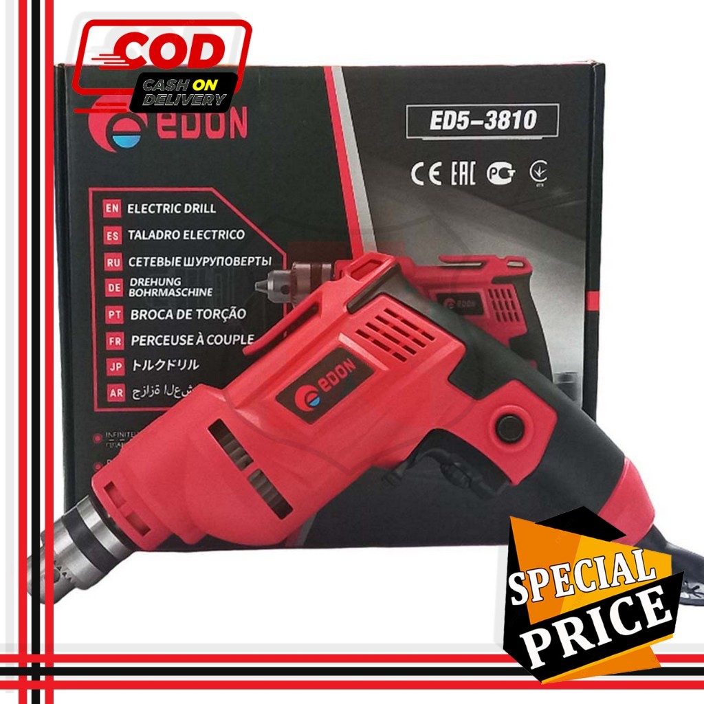 Jual Mesin Bor Listrik 10mm | EDON ED5-3810 | Mesin Bor Bisa Bolak Balik dan Atur Kecepatan ...