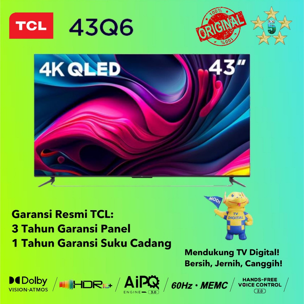 Jual TCL 43Q6 QLED - 43 INCH Google TV 4K UHD MEMC | Shopee Indonesia