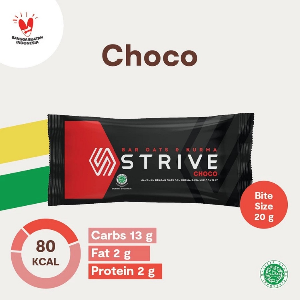 Jual Strive Energy Bar 20gr protein 1 Box isi 5 Pcs | Halal - Snack ...