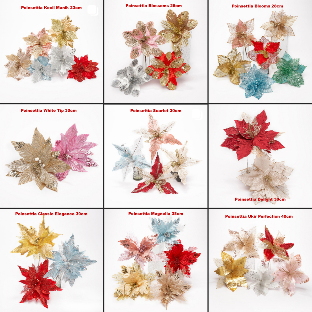 Jual Hiasan Bunga Natal Poinsettia Bouquet Bunga Artificial Bunga ...