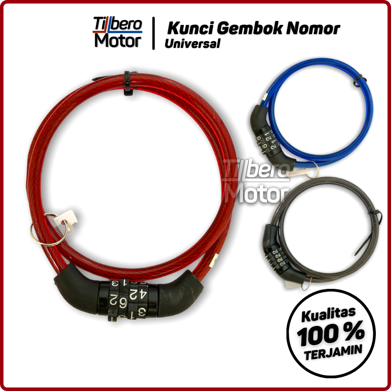 Jual Gembok Kunci Helm Motor Sepeda Pagar Rumah Spiral Nomor Warna ...