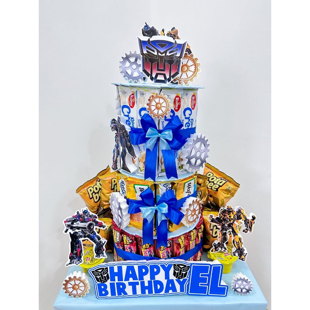 Jual JT - Transformer Bumblebee Optimus Snack Tart Tower Cake Birthday ...