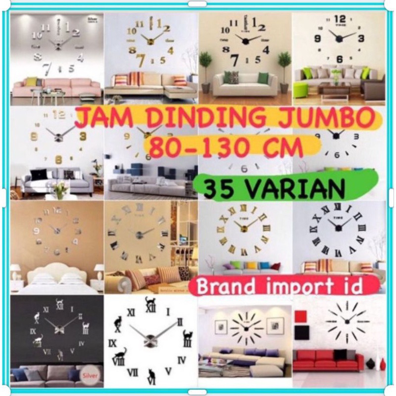 Jual 3D Jam Dinding ukuran jumbo DIY ukuran 80-130cm 20 Variasi (1kg ...