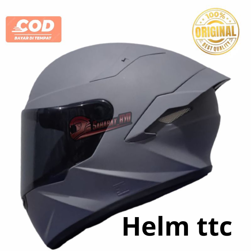Jual Helm TT COURSE solid black full face paket ganteng spoiler ttc ...