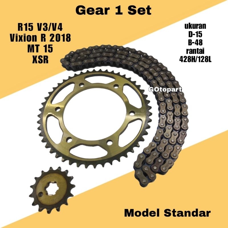 Jual Gearset R15 V3 V4 XSR MT 15 Vixion R gigi tarik rantai roda gear gir Gea R15 V3 model sss ...
