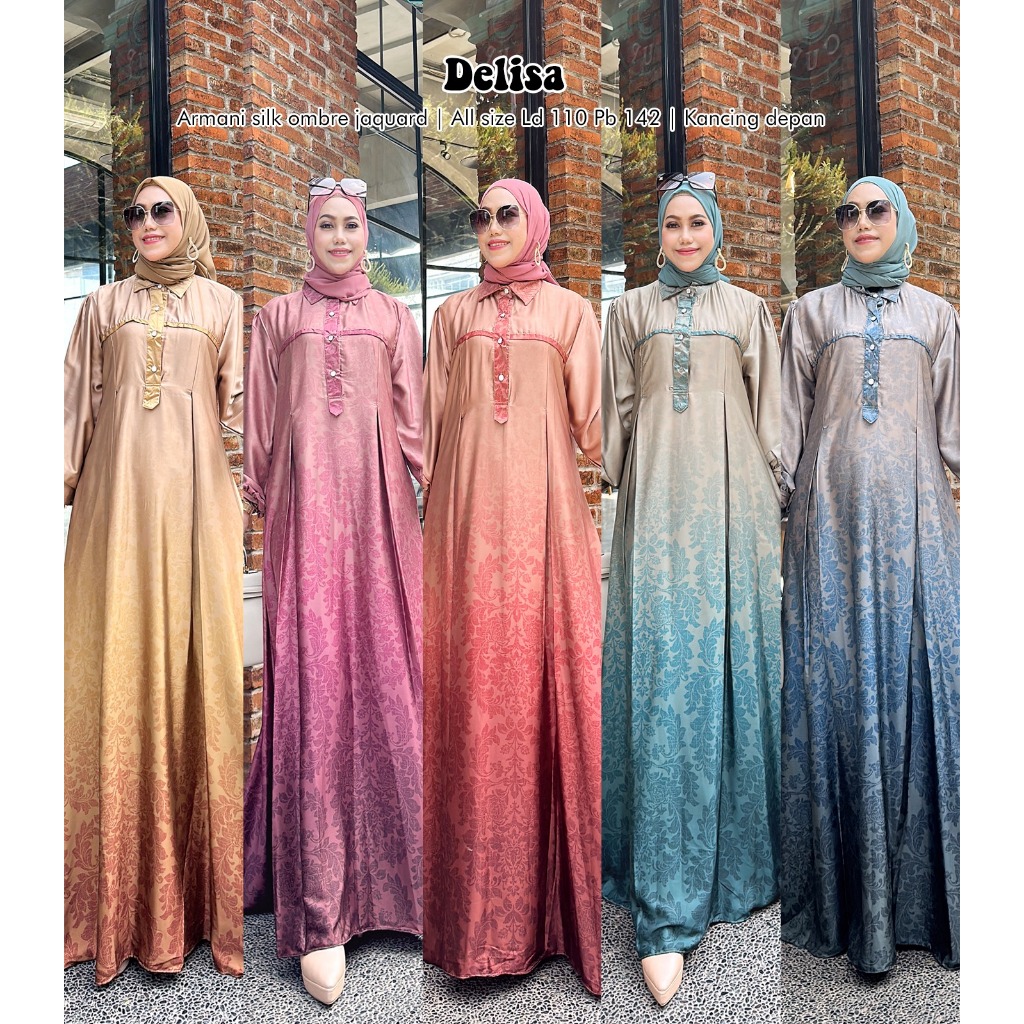 Jual Zahira1808 Sale Cuci Gudang Delisa Gamis Bahan ArmaniSilk Ombre ...