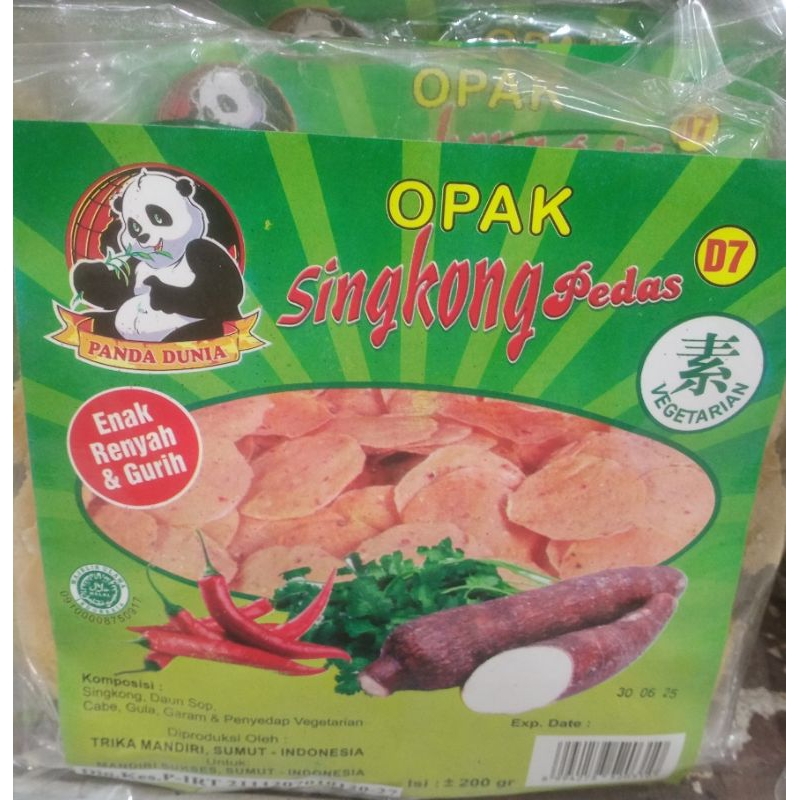 Jual Panda Dunia Opak Singkong Pedas Vegetarian 200g | Shopee Indonesia