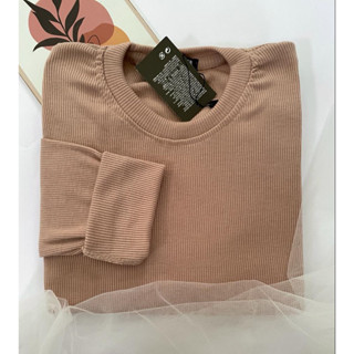Jual Baju Rib Wanita Basic Rib lengan panjang Kaos Rajut | Shopee Indonesia