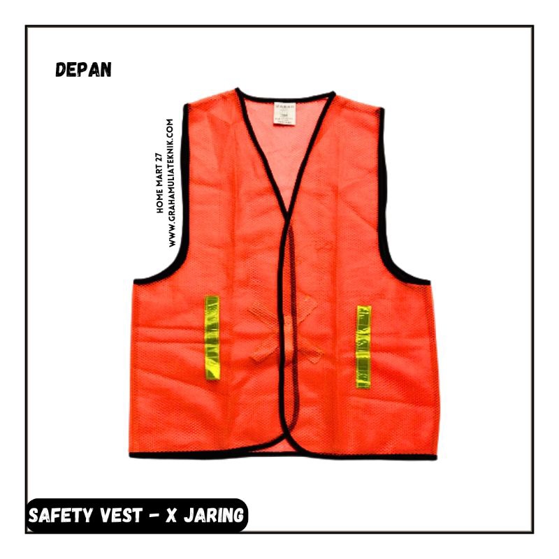 Jual ROMPI SAFETY VEST X JARING ORANGE HIJAU MODEL BIASA DAN RESLETING ...