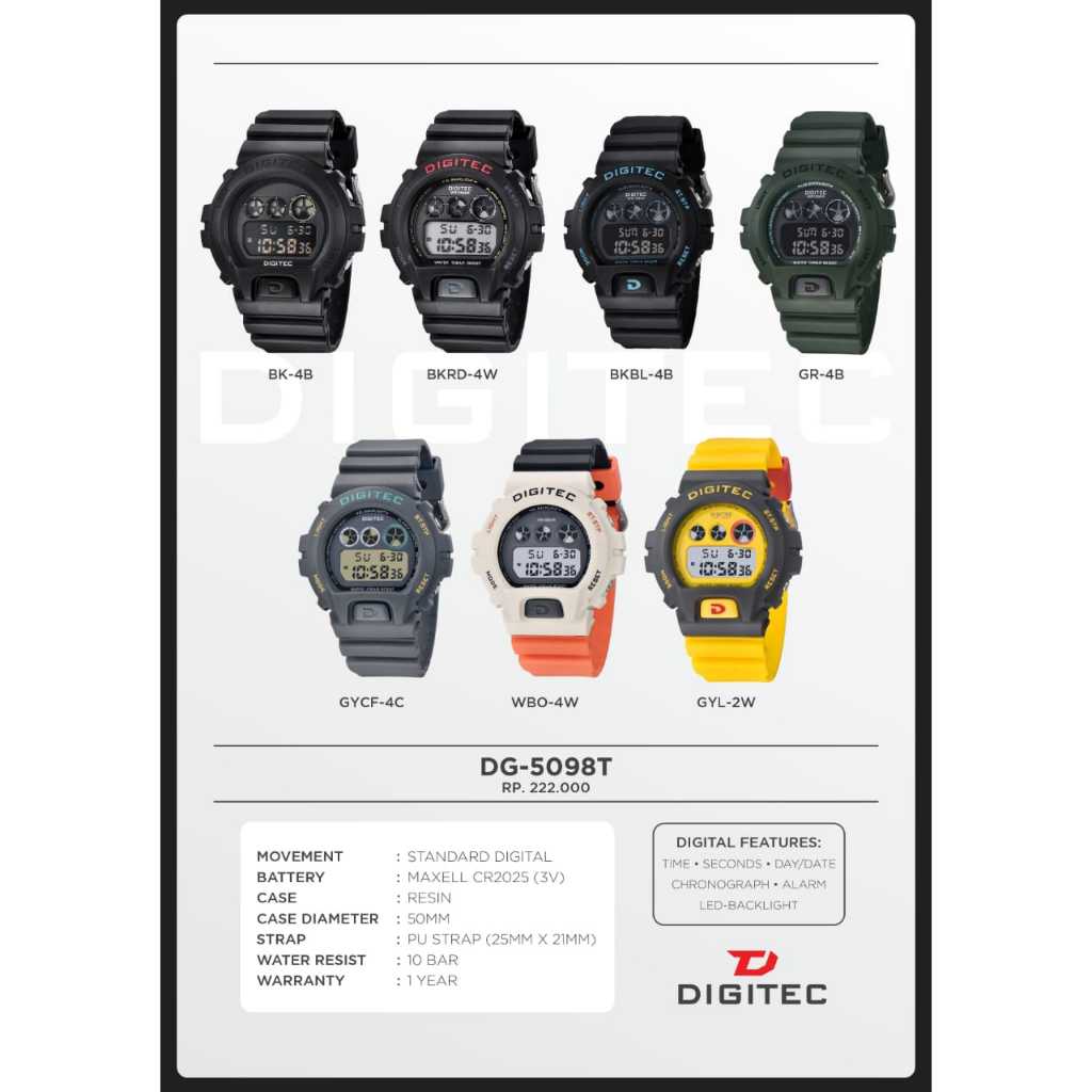 Jual Jam Tangan Digitec 5098 Original Pria | Shopee Indonesia