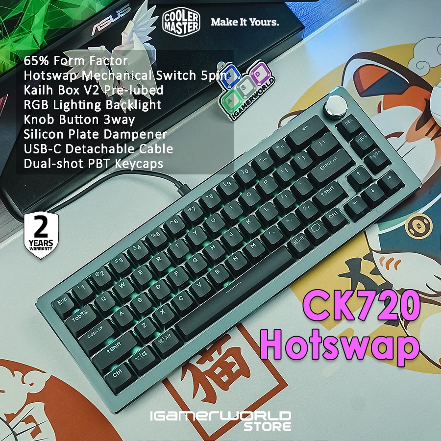 Jual Cooler Master CK720 65% Hotswap Mechanical Gaming Keyboard | Shopee Indonesia