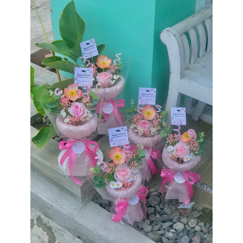 Jual Single Round buket Round buket korean style artificial kado unik ...