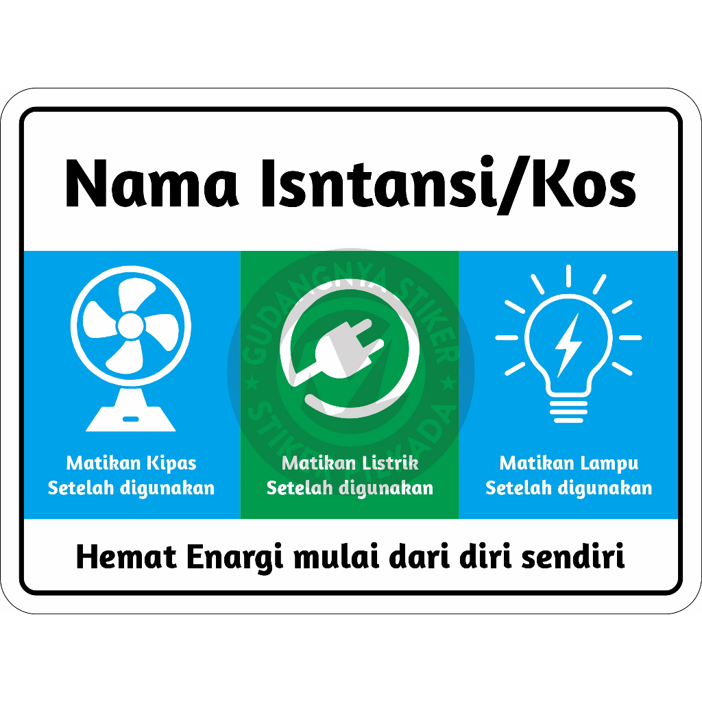 Jual STIKER VINYL HEMAT ENERGY BISA CUSTOM NAMA INSTANSI | Shopee Indonesia