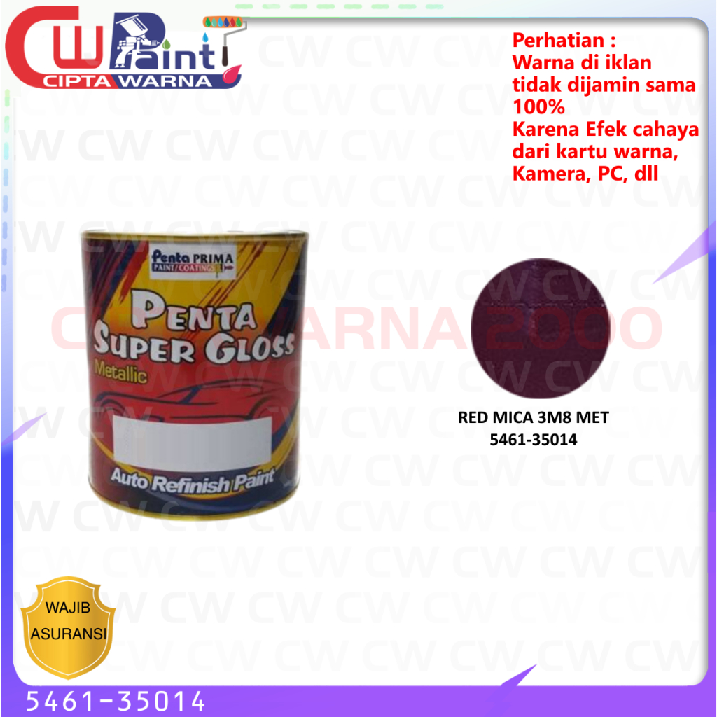 Jual Cat Penta Super Gloss Metalic Warna Red Mica 3M8 Met 5461-35014 200gr 1Kg | Shopee Indonesia