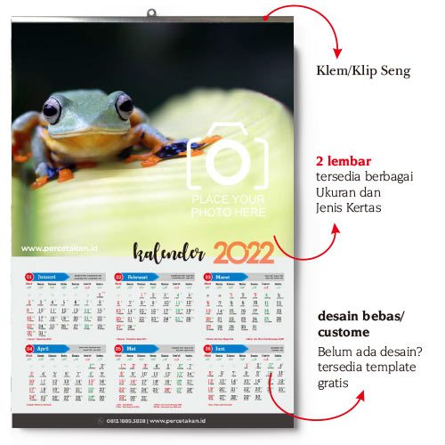 Jual KALENDER DINDING CUSTOME DESIGN UK. 32 X 48 6 BULANAN / 2 LEMBAR ...
