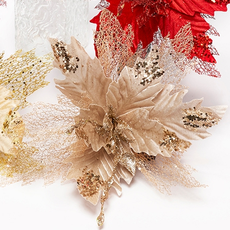 Jual Hiasan Bunga Natal Poinsettia Bouquet Bunga Artificial Bunga ...