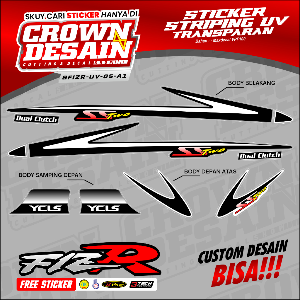Jual Striping stiker yamaha F1ZR FIZR ss two malaysia hitam - striping ...