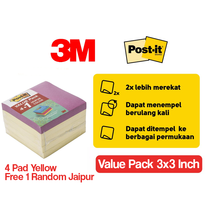 Jual Tchome 3m Post It Sticky Notes Memo Value Pack Free 1 pad Japiur ...