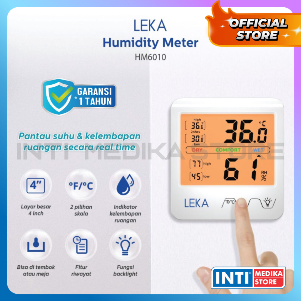 Jual LEKA - Humidity Meter Thermometer Kelembaban | Alat Ukur Suhu ...