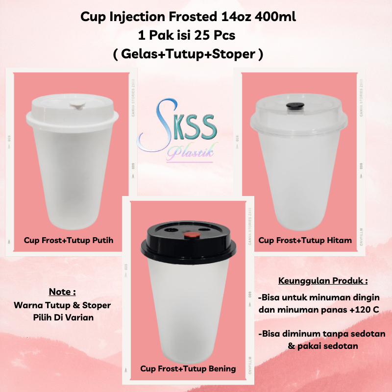 Jual Cup PP Injection Frosted 12oz 14oz Isi 25 Pcs l Gelas Plastik ...