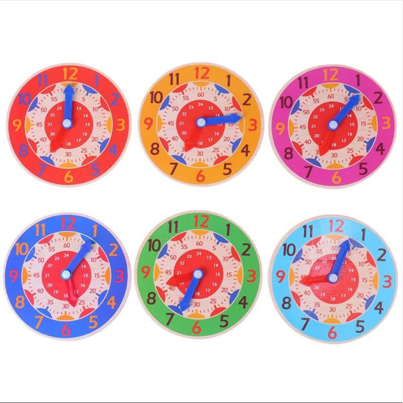 Jual Mainan anak jam edukasi belajar menghitung waktu / jam kayu ...