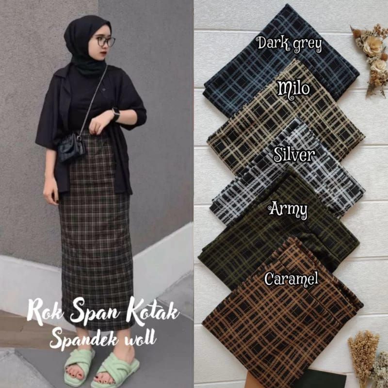 Jual Rok motif kotak kotak / rok tartan / rok span panjang / rok korea ...