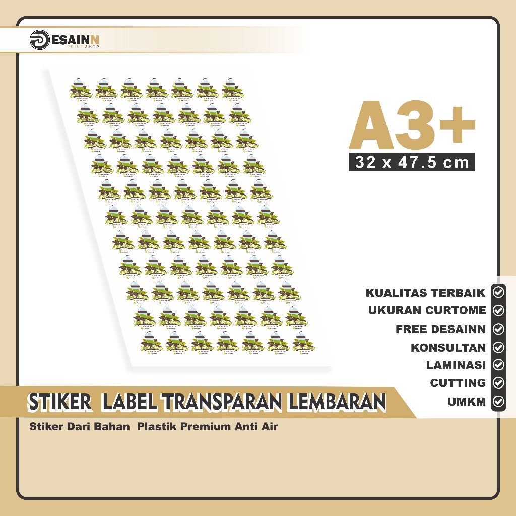 Jual Sticker label Transparan per Lembar untuk Kemasan Minuman, Makanan ...