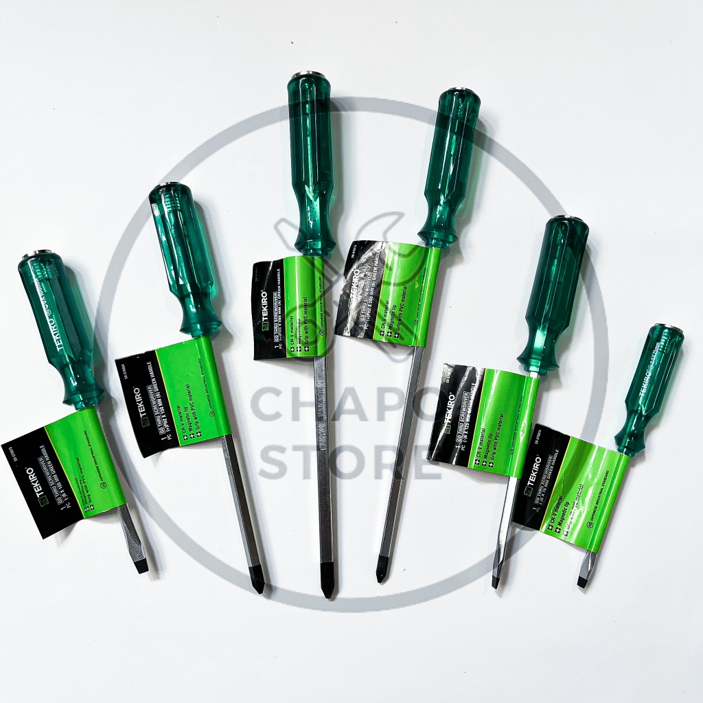 Jual Tekiro obeng ketok tembus hijau go thru screwdriver green handle ...