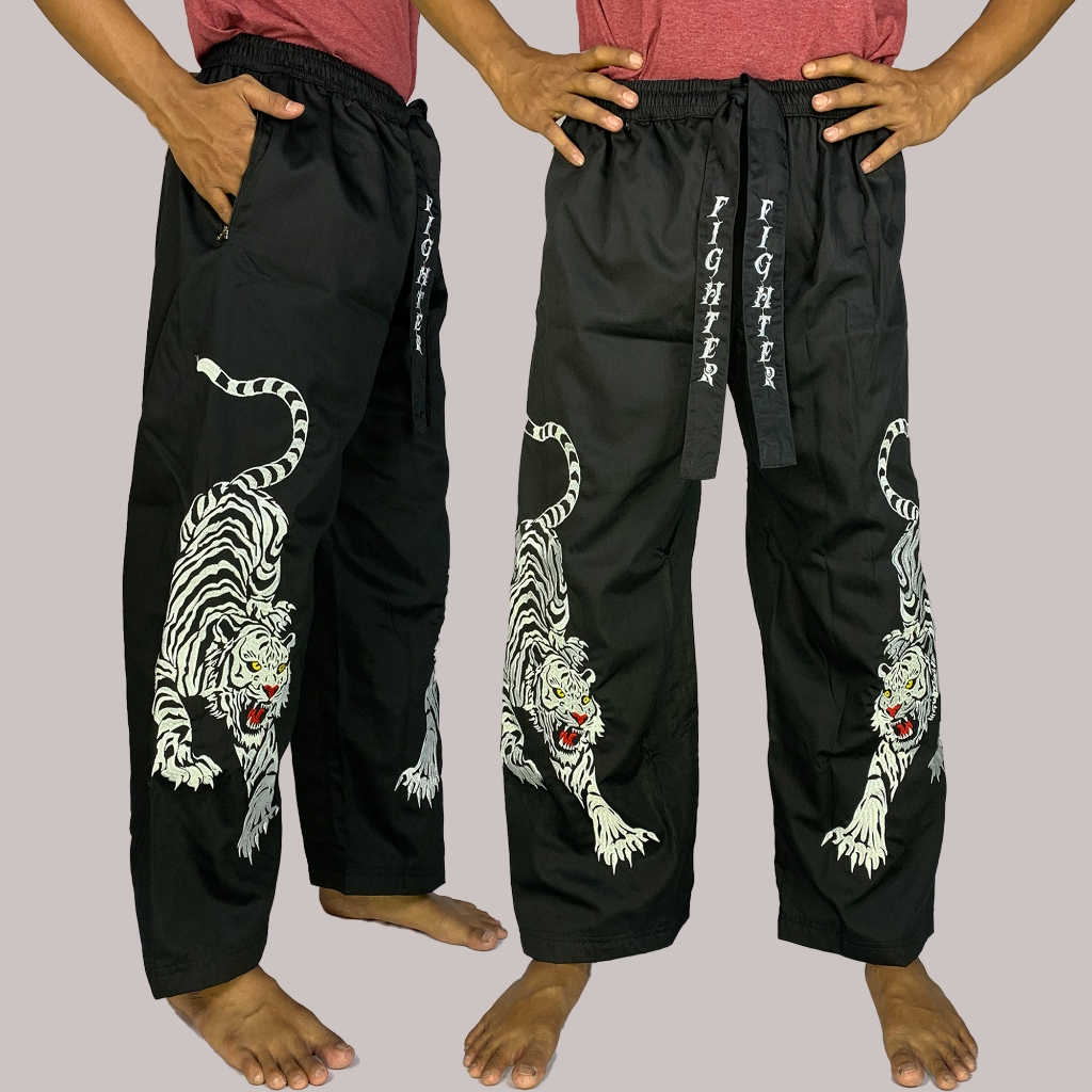 Jual Celana Komprang Bordir Harimau Macan Putih bahan Dril tebal dan ...