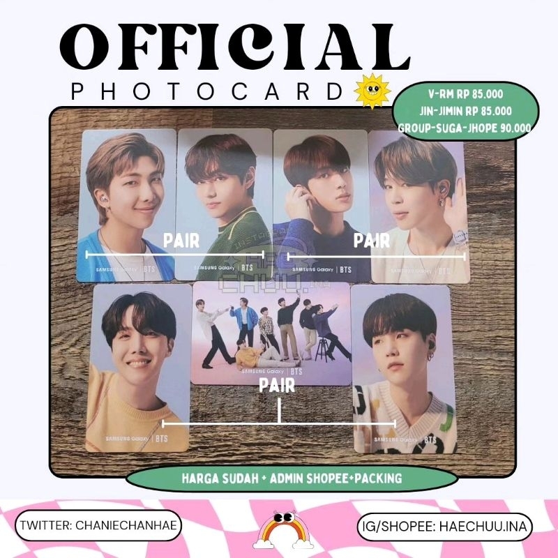 Jual Photocard PC AAB BTS x Samsung (Rm, Taehyung, V, Jin, Suga, Jimin, Jhope) | Shopee Indonesia