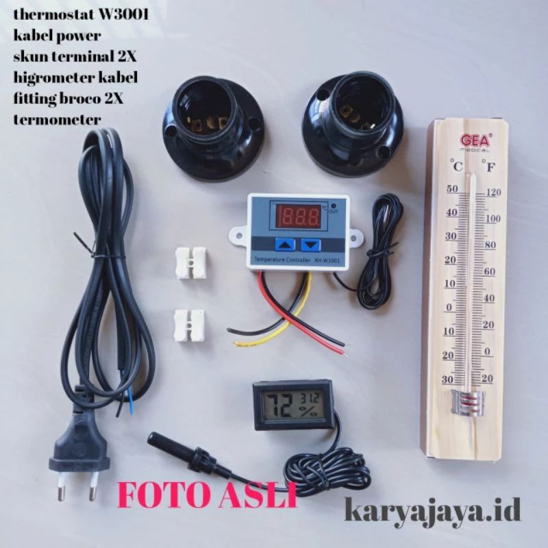 Jual Paket tetas telur thermostat digital W3001 higrometer kabel ...