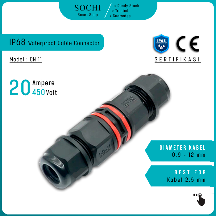 Jual Konektor Kabel IP68 Waterproof Sambungan Kabel Listrik Socket 2 ...