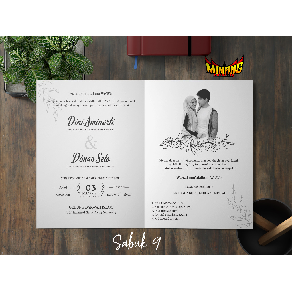 Jual CETAK UNDANGAN MINIMALIS / CETAK UNDANGAN PERNIKAHAN HITAM PUTIH ...