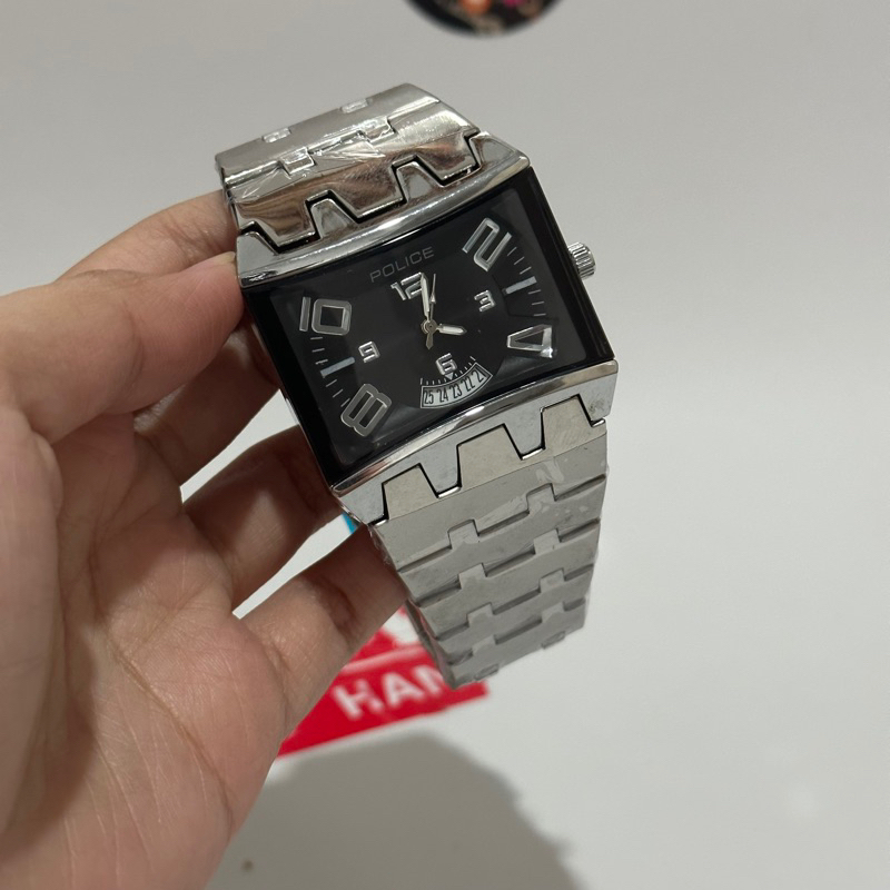 Jual JAM TANGAN SULTAN PRIA POLICE KOTAK TALI RANTAI STAINLESS DIAMETER 43 MM | Shopee Indonesia