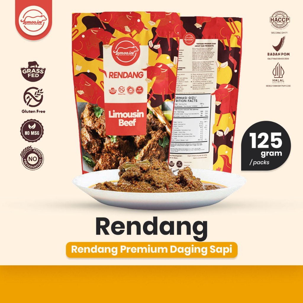 Jual Rendang Daging Sapi Premium | Rendang Lemooin Kemasan (125gr) | Shopee Indonesia