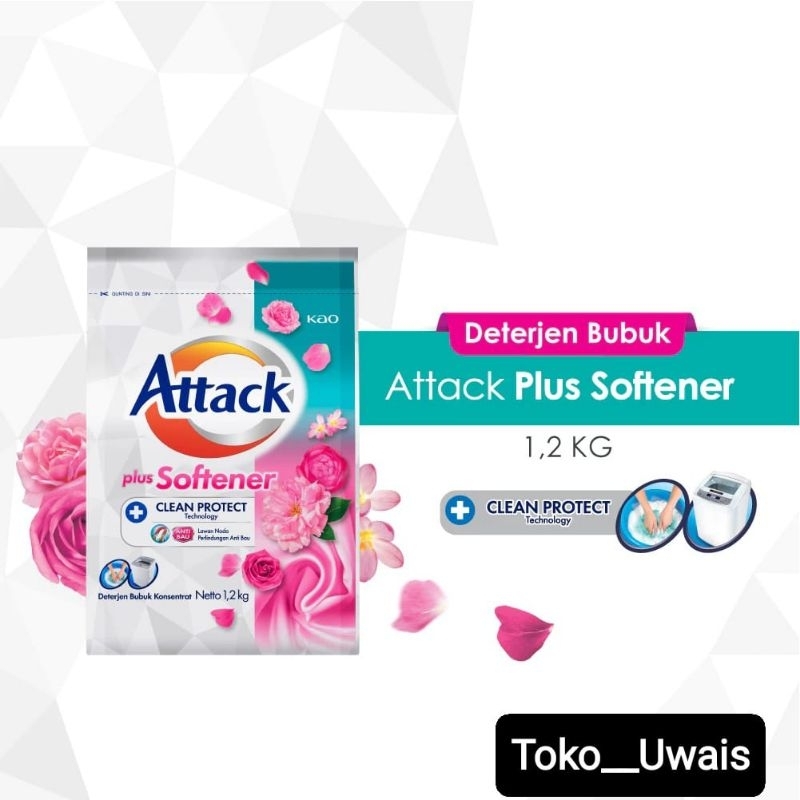 Jual Attack Plus softener Detergen Bubuk Semua Jenis Mesin Cuci 1200gr ...