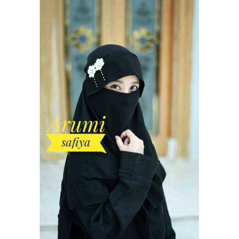 Jual Niqab Arumi Bunga Bordir Cadar Bordir cadar niqab milaya bunga bordir putih cadar tali poni ...