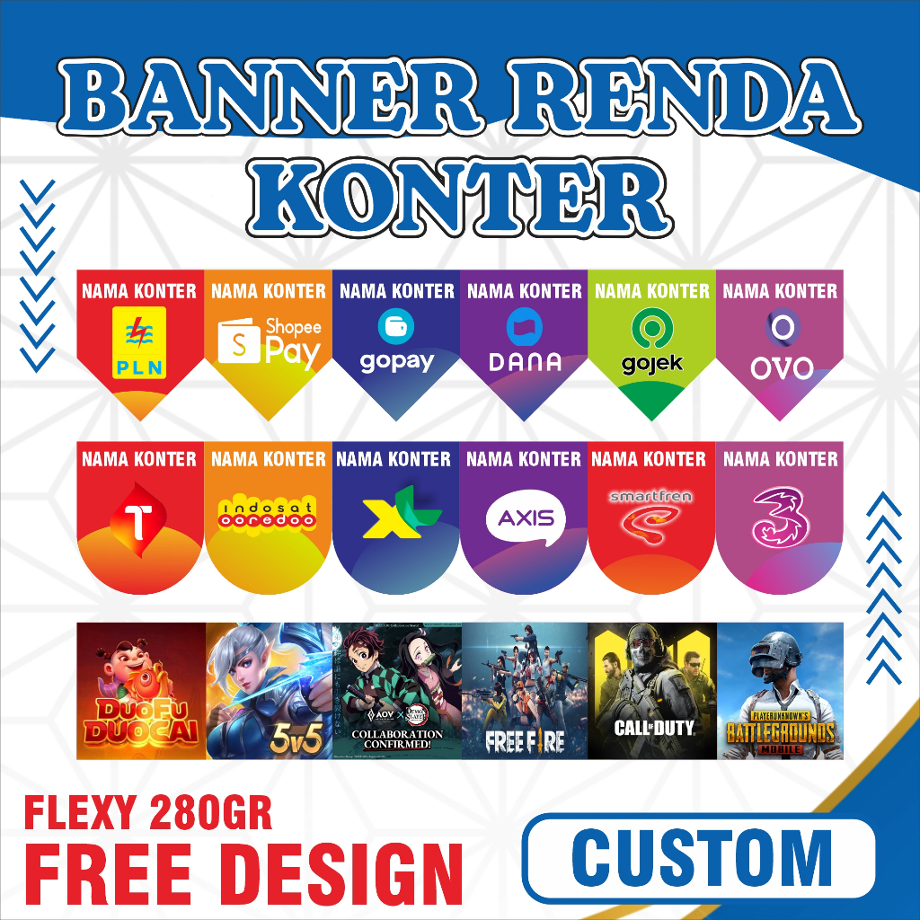 Jual Banner Renda Konter Pulsa Spanduk Renda konter Custom Nama Toko cellular | Shopee Indonesia