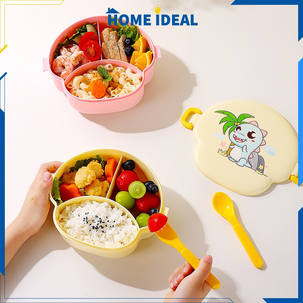Jual Lunch Box Set 3 Sekat Motif Dino 800ML BPA FREE / Bento Box Tempat Makan Anak Karakter Dino ...