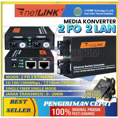 Jual Media Konverter Gigabit 2 FO 2 LAN 10/100/1000M Fiber Optic FO SC Converter RJ45 Switch ...