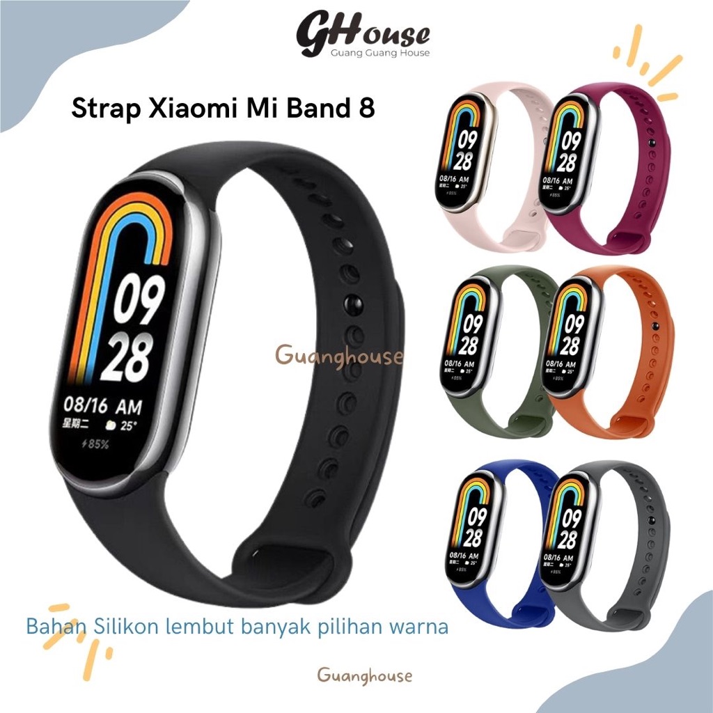 Jual Strap Mi Band 8 Silikon Tali Pengganti Jam Xiaomi Mi Band 8 Polos Warna Silicone | Shopee ...