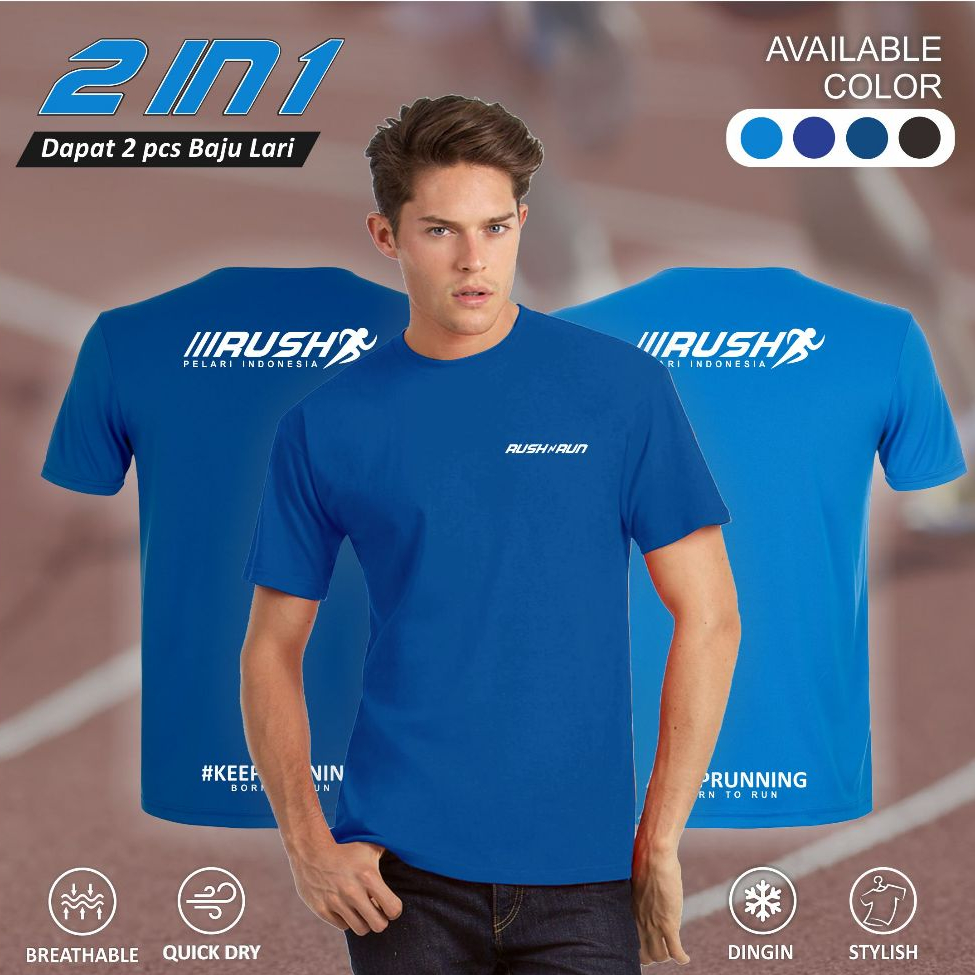 Jual Rush n Run Baju Olahraga Lari Jersey Running Pakaian Runing Bahan ...