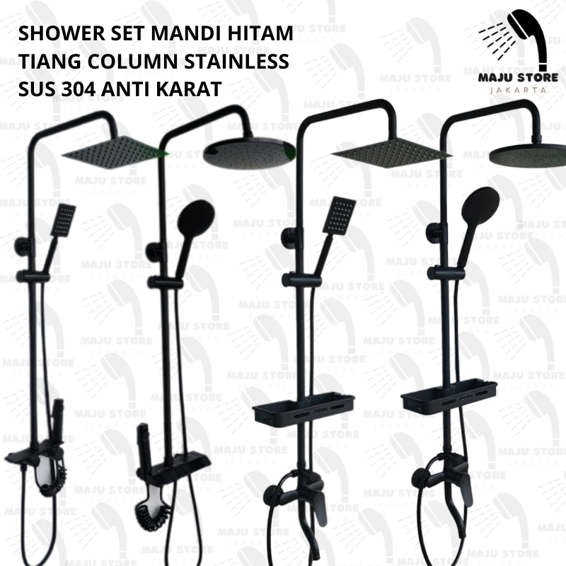 Jual (MSJ) - SHOWER SET MANDI HITAM TIANG COLUMN STAINLESS SUS 304 ANTI ...