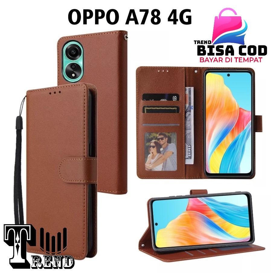 Jual LEATHER CASE FLIP OPPO A78 4G- FLIP CASE KULIT UNTUK OPPO A78 4G ...