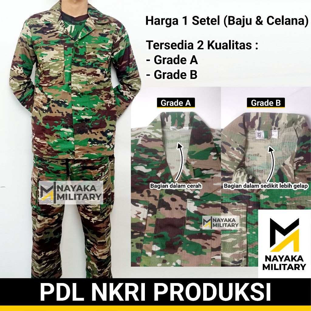 Jual Baju PDL NKRI Ripstop Produksi Stelan Pakaian TNI Lapangan Setelan Tentara Ripstok Seragam ...