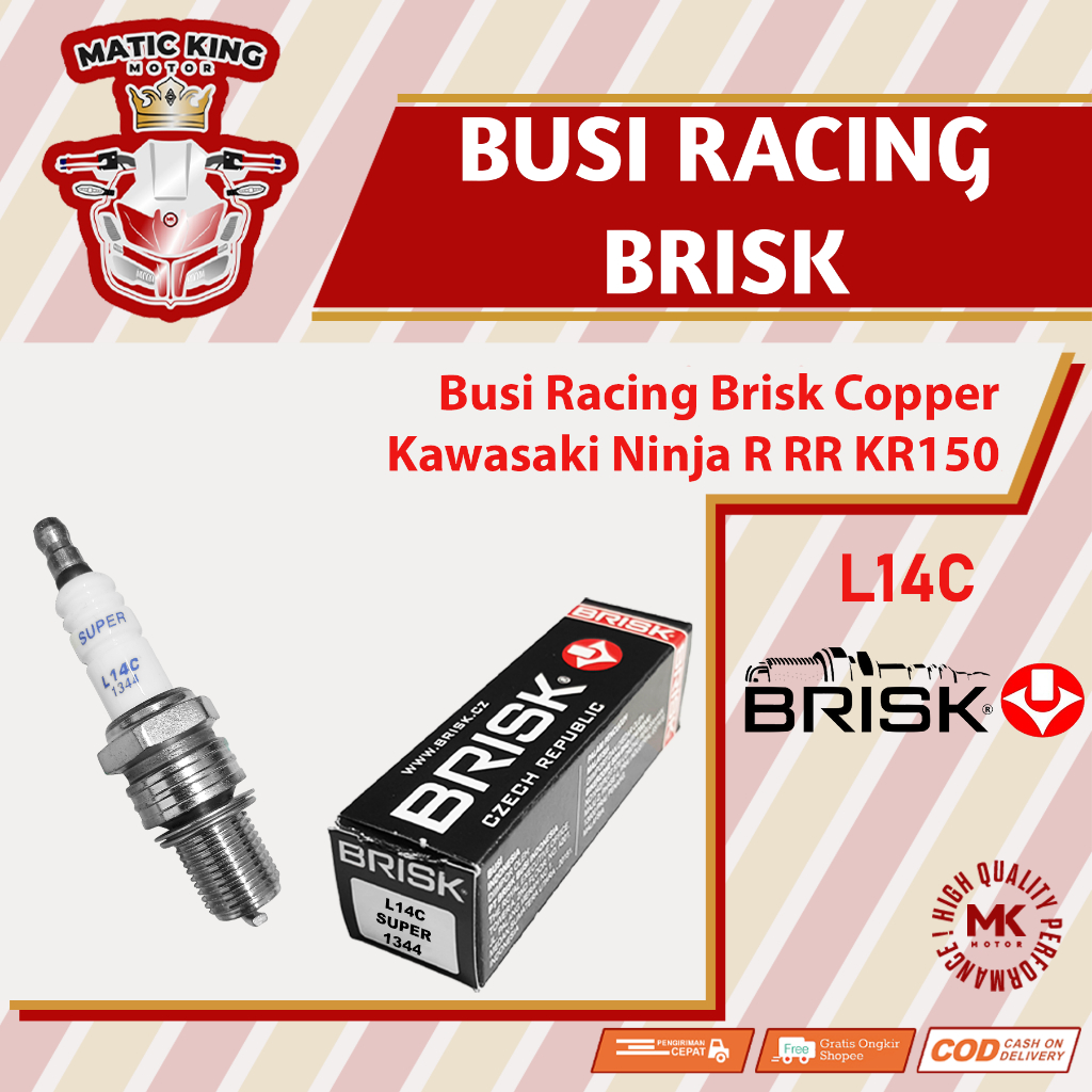 Jual Brisk Busi Motor Racing Kawasaki Ninja R RR KR 150 L14C Copper ...