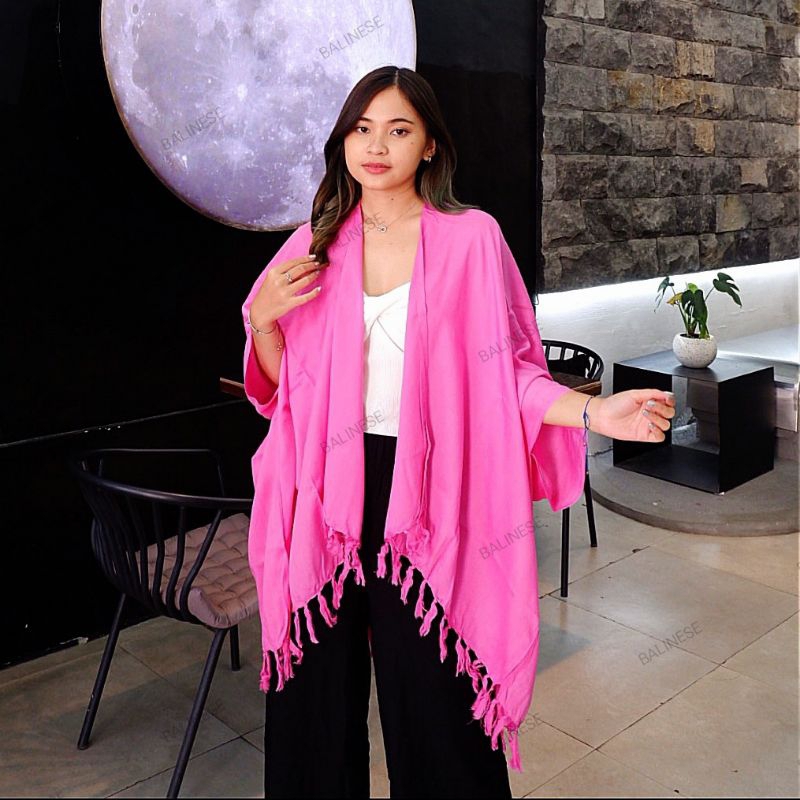 Jual Cardigan Pantai Auter Polos Bali Outer Rumbai Rayon Allsize ...