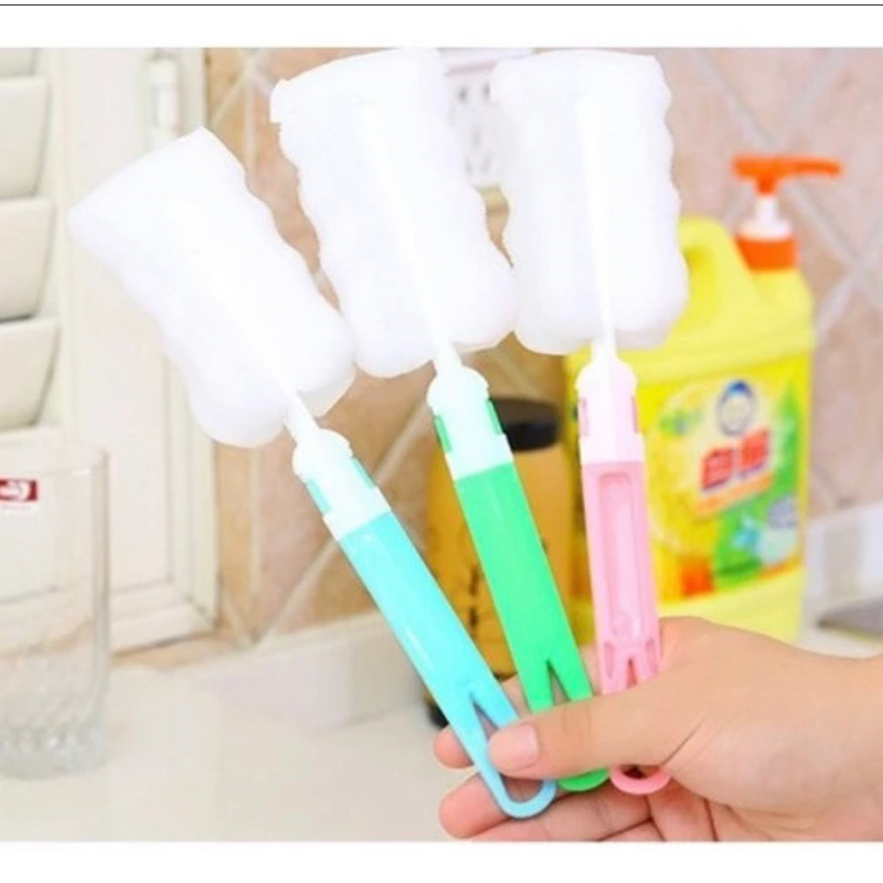Jual Cleaner Sponge Sikat Botol / Spons tongkat pembersih botol/ Gelas ...