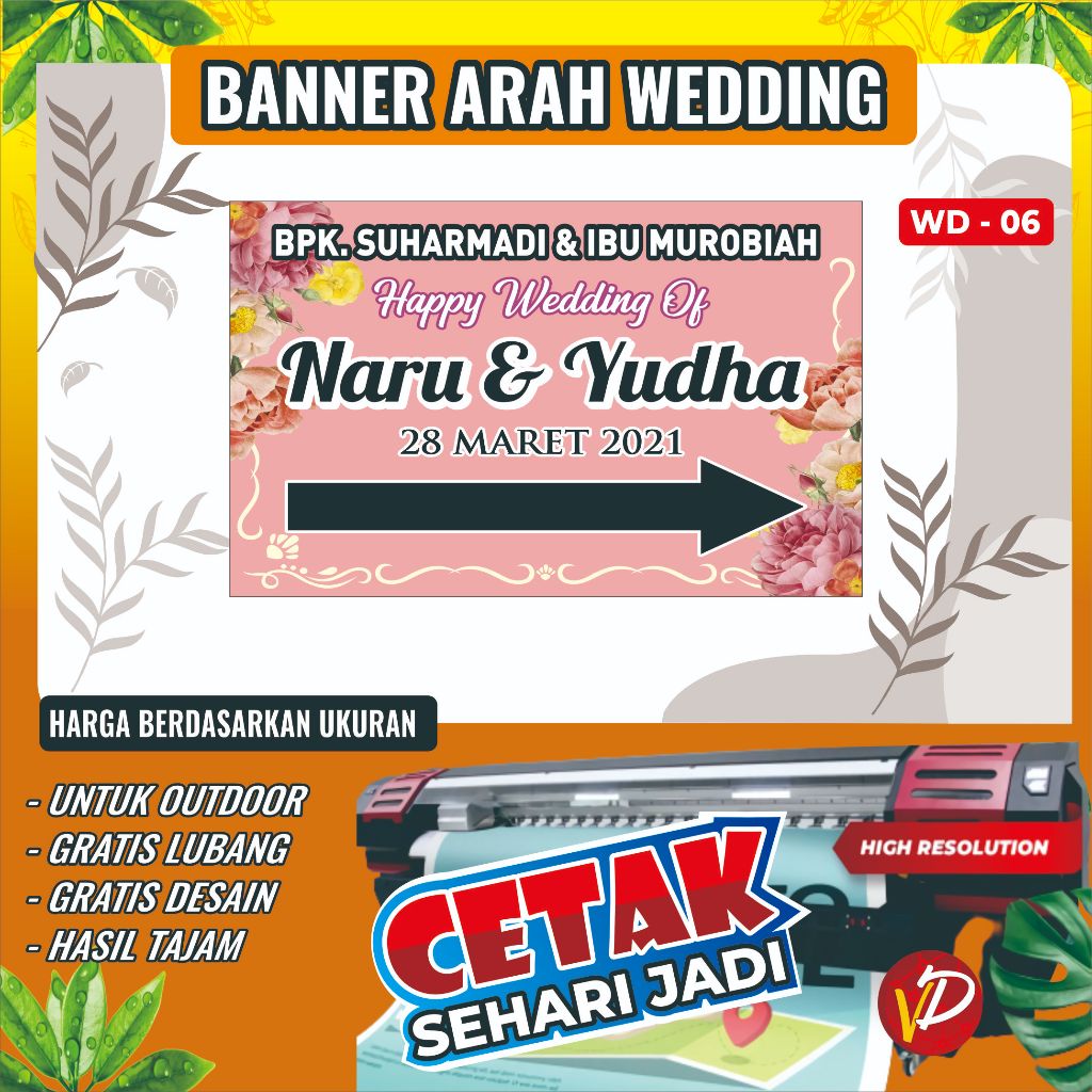 Jual Cetak Banner Arah Panah Pernikahan /Banner Selamat Datang / spanduk arah wedding / spanduk ...