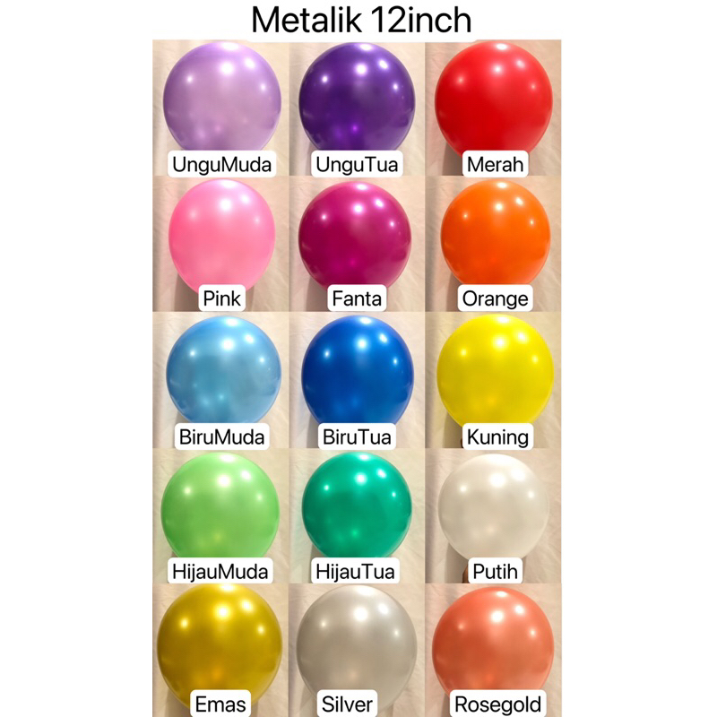 Jual Balon latex METALIK 12 inch Satuan | Shopee Indonesia